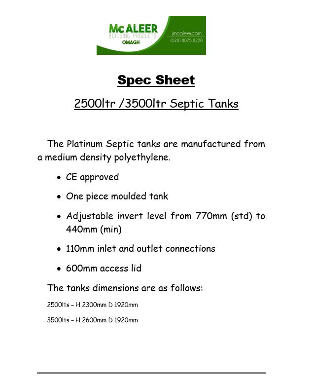 ATLAS Septic Tank (2500Ltr) 550gal